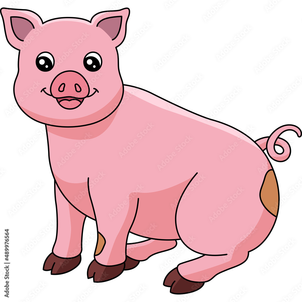 Vetor de Pig Cartoon Colored Clipart Illustration do Stock | Adobe Stock