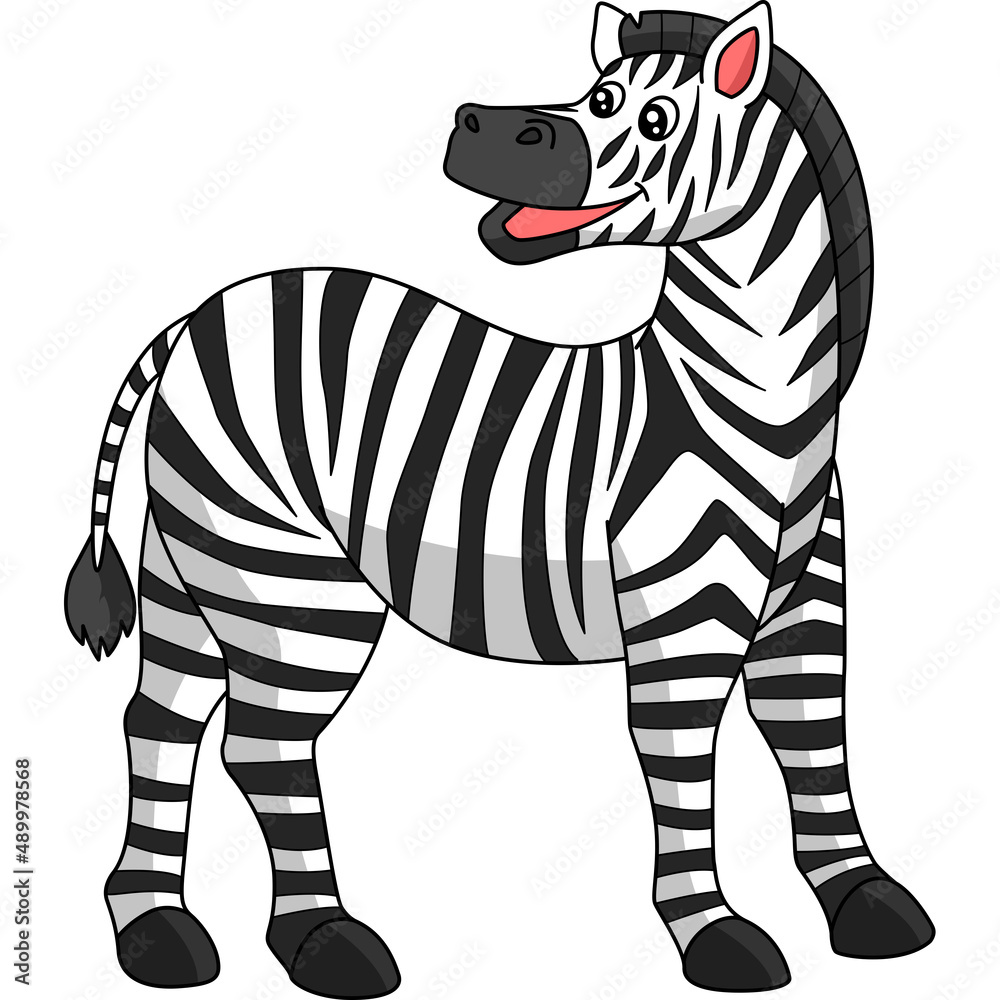 Zebra Cartoon Colored Clipart Illustration Stock Vector | Adobe Stock