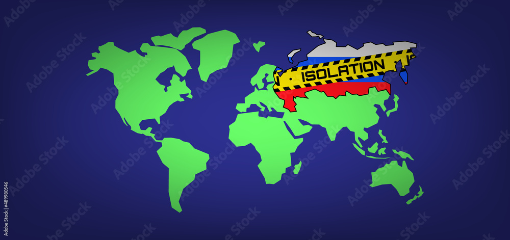 world map russian federation territory isolation yellow tape ...