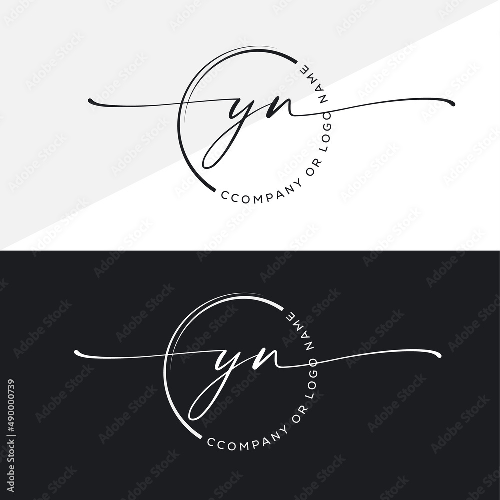 YN Initial handwriting signature logo, initial signature, elegant logo ...