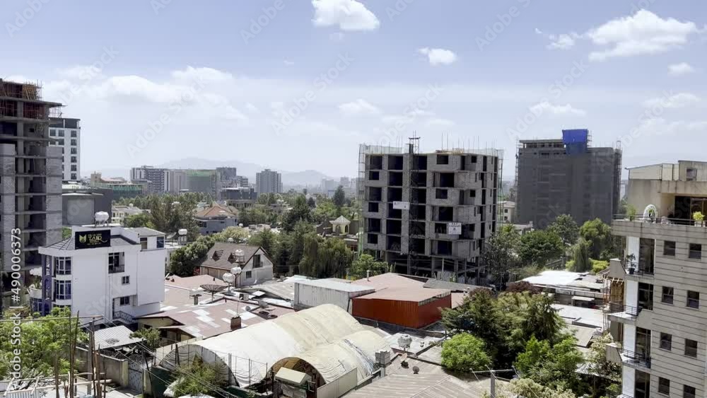 slow skyline pan of addis ababa in 4k Stock ビデオ | Adobe Stock