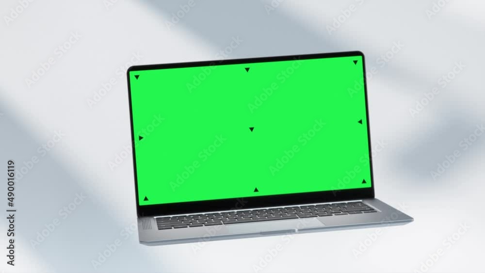 Mockup Shot of Laptop Computer with Green Screen in Bright, Cozy ...