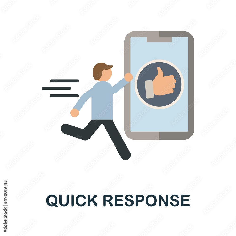 Quick Response flat icon. Colored element sign from feedback collection ...