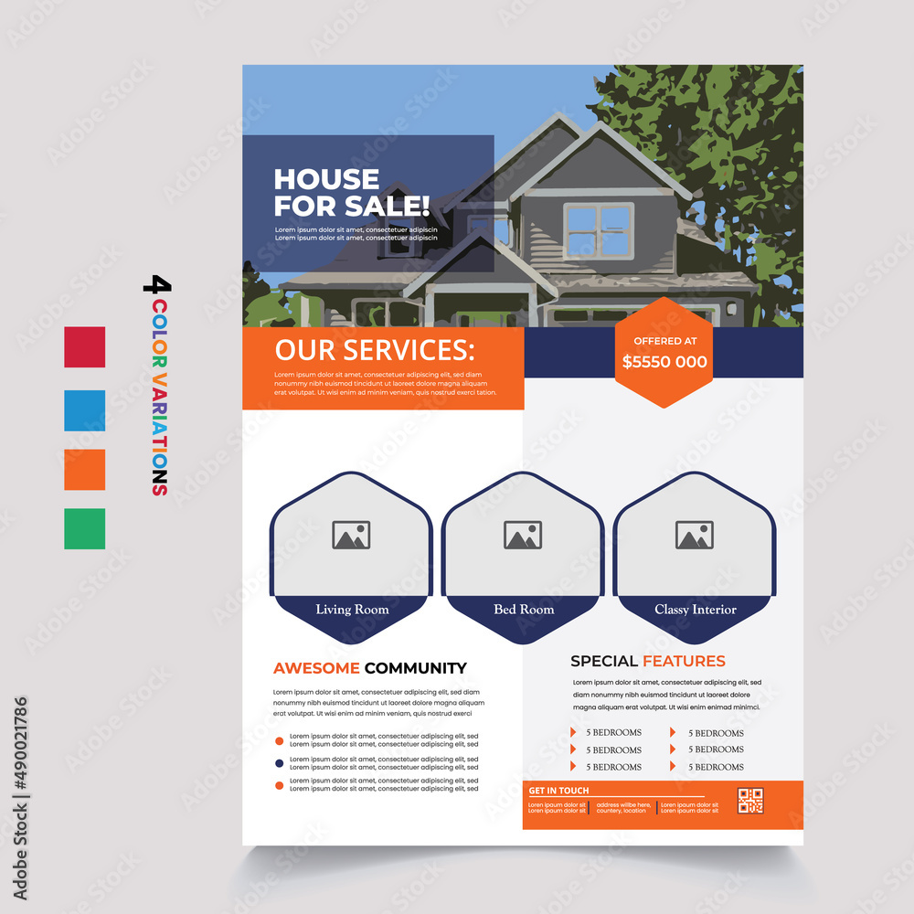 Real Estate Flyer Template Design, Corporate Colorful Real Estate ...