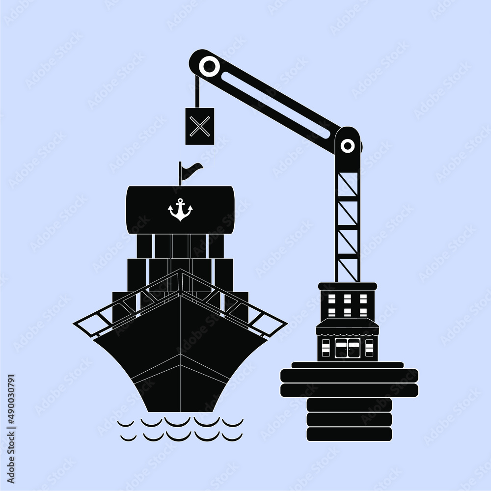 ship port vector illustration, perfect for icons, mascots ...