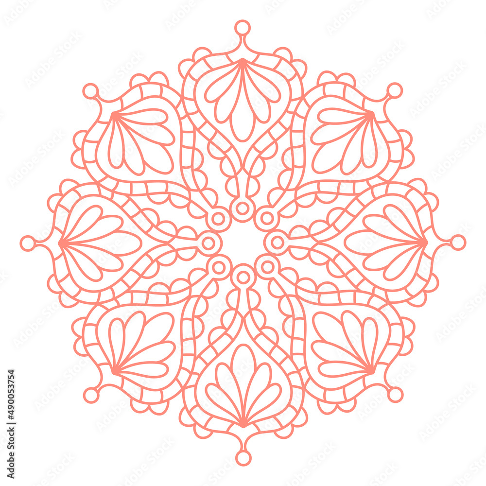 Ornamental mandala with tulip spring motives and decorative elements ...