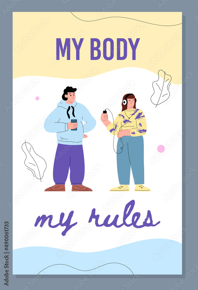 My body my rules positive motivational poster or banner flat vector ...
