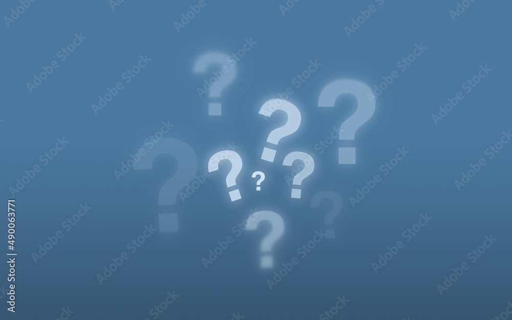 various sized and aligned question marks against a blue gradient ...