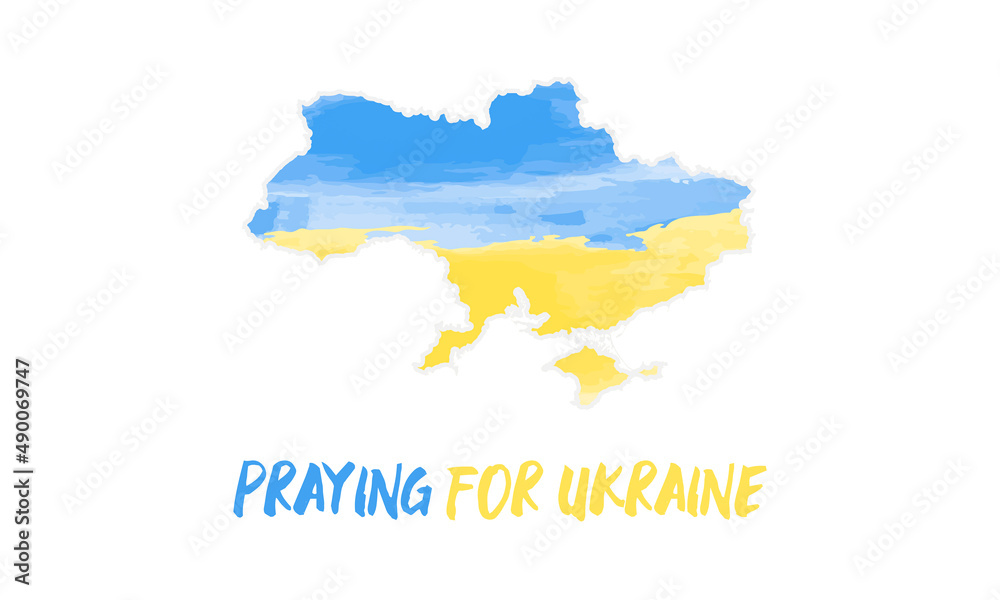 War and peace concept. Ukrainian map with national colors and text ...