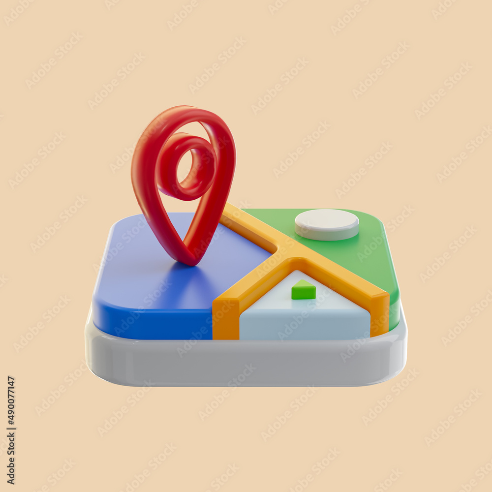 realistic glossy location map icon 3d render concept for Global ...