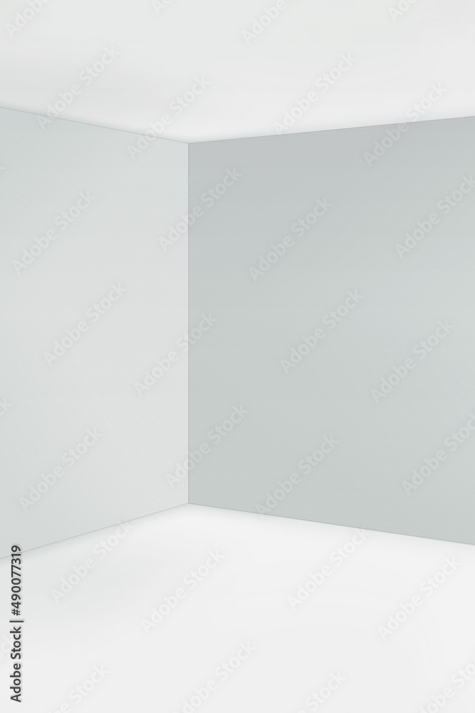 Empty corner with blue walls and floor. Empty room studio gradient used ...