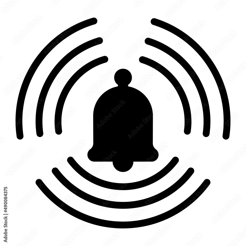Silhouette bell with audible alert as alarm and notification, bell icon ...