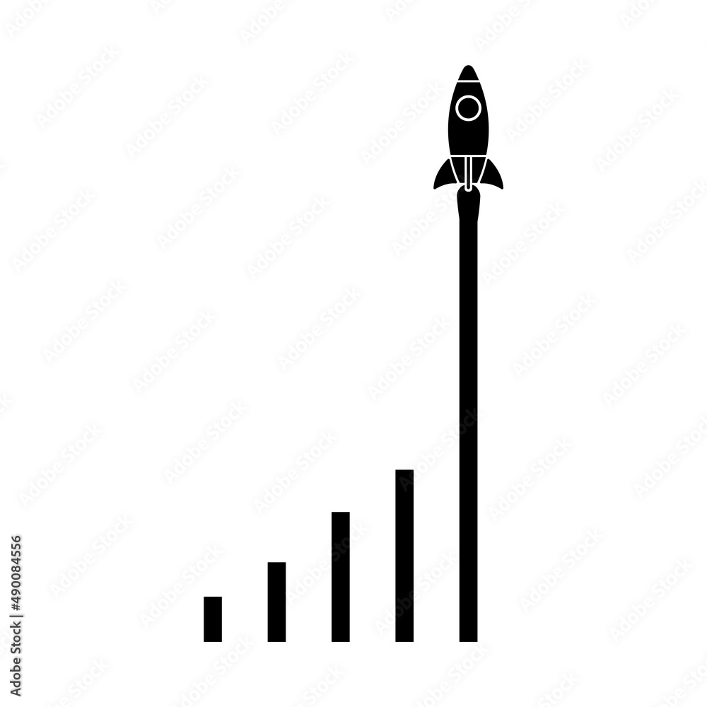 Silhouette chart chart up. growth chart icon, to ze moon. Business and ...