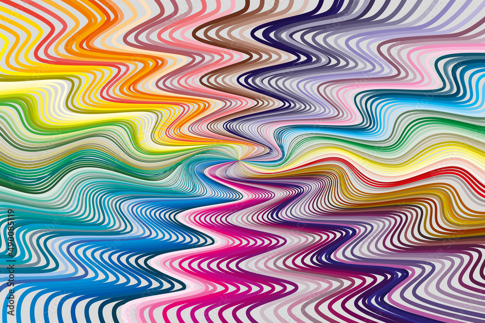 Vector illustration drawing of Spectral multicolored lines in circle ...