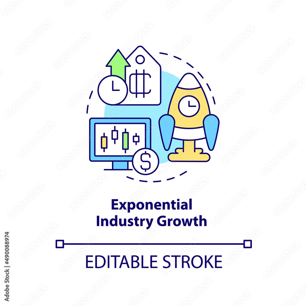 Exponential industry growth concept icon. Cryptocurrency pros abstract ...