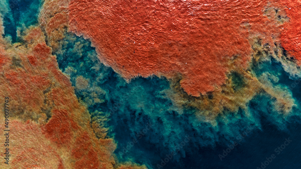 Oil spill pollution polluted water surface. water pollution as a result ...