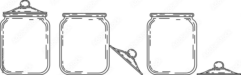 hand drawn glass jar line art vector illustration Stock Vector | Adobe ...