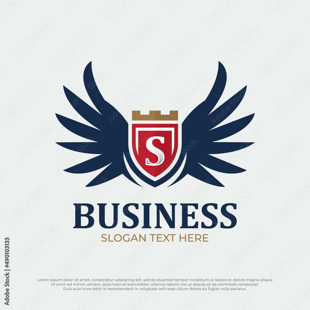 Wings badges logo heraldic. Flying emblem heraldry, eagle bird wing ...