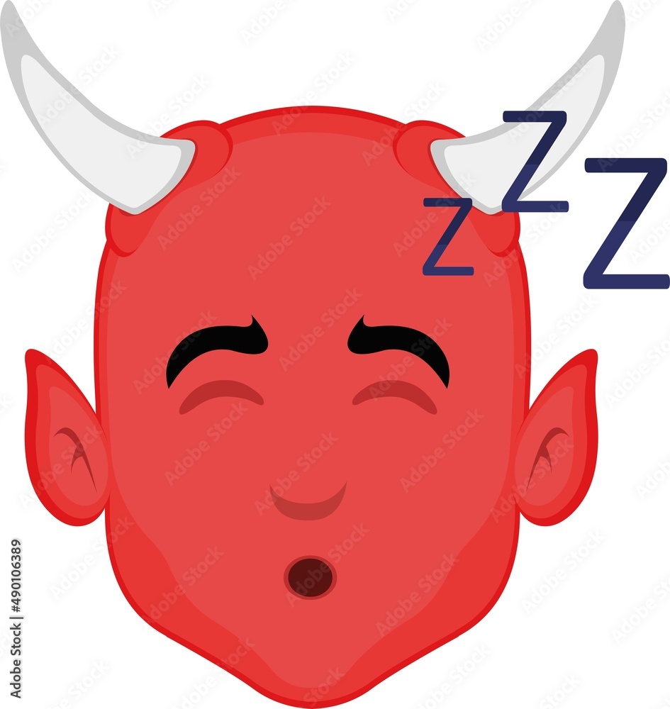 Vector illustration of the face of a cartoon demon sleeping Stock ...