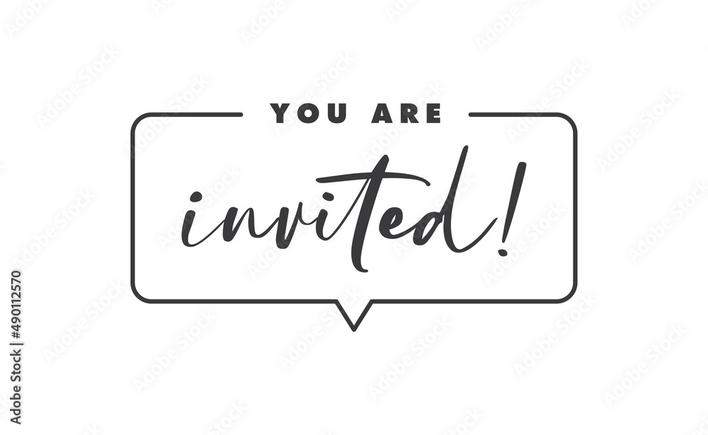 You're invited! Elegant black calligraphy. Hand drawn vector linear ...