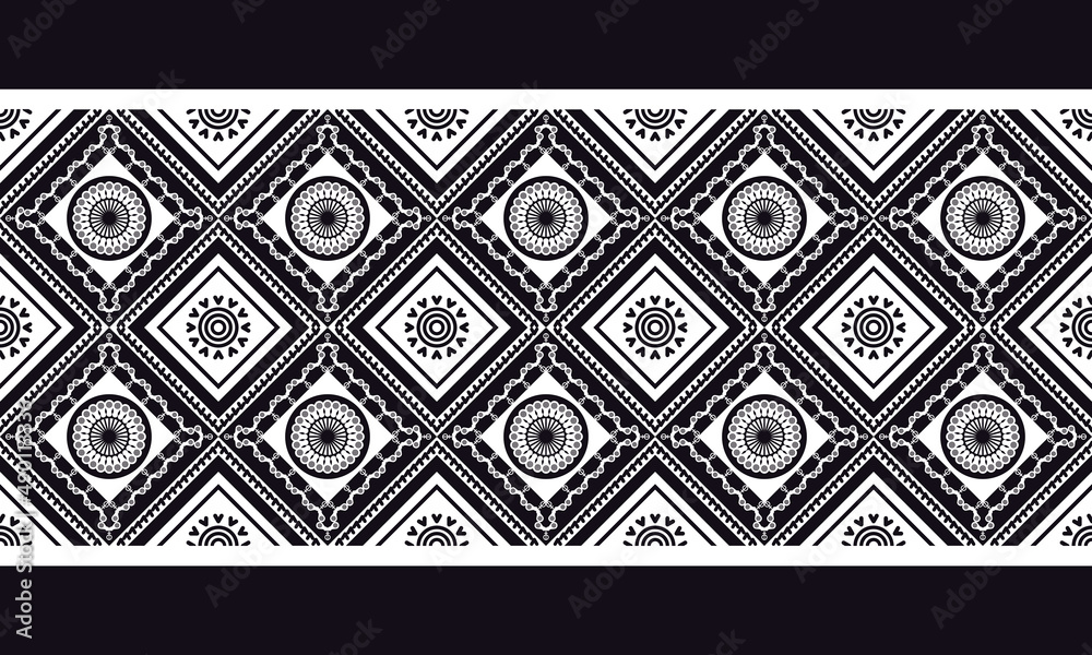 Black and white ethnic seamless pattern. Traditional design for ...