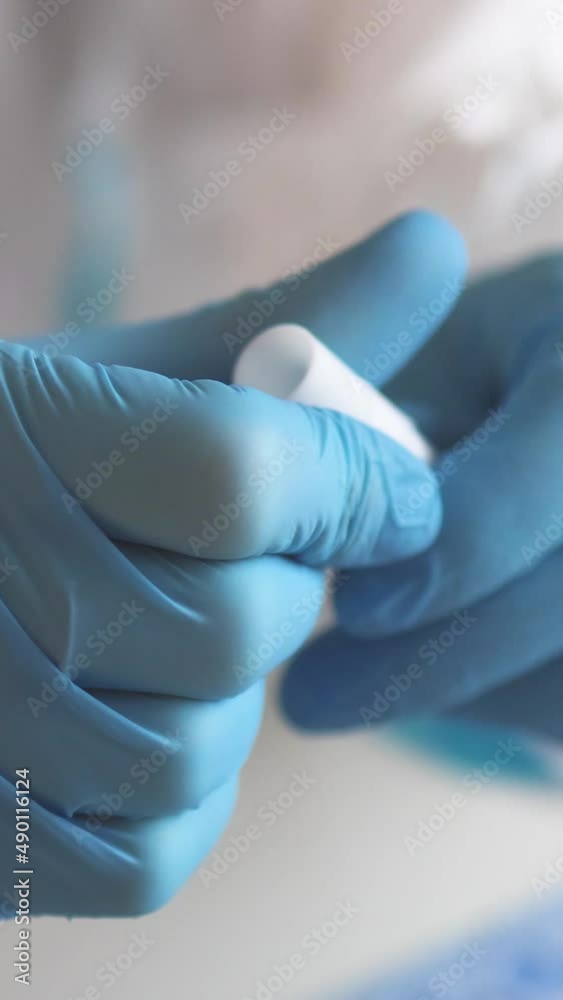 Process of coronavirus PCR antigen testing examination by nurse medic ...