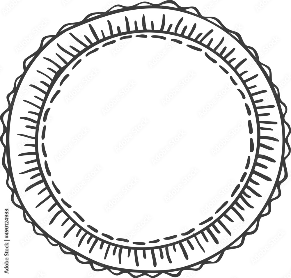 Doodle label. Simple doodle element . Pencil effect sketch. Retro label ...