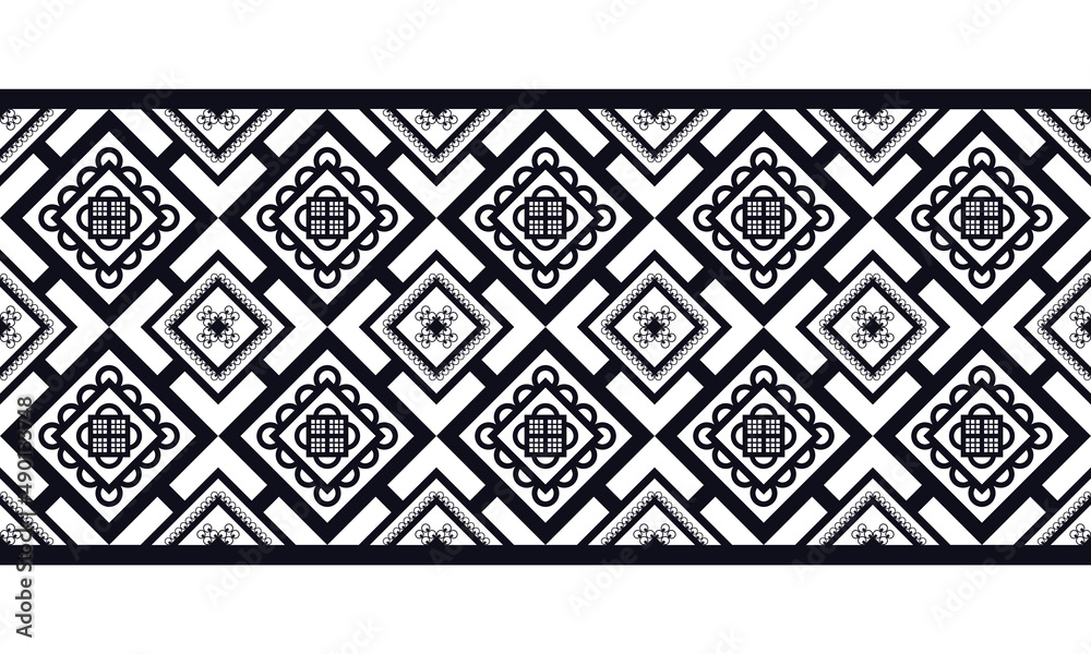 Black and white ethnic seamless pattern. Traditional design for ...