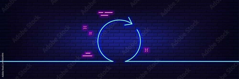 Neon light glow effect. Refresh line icon. Rotation arrow sign. Reset ...