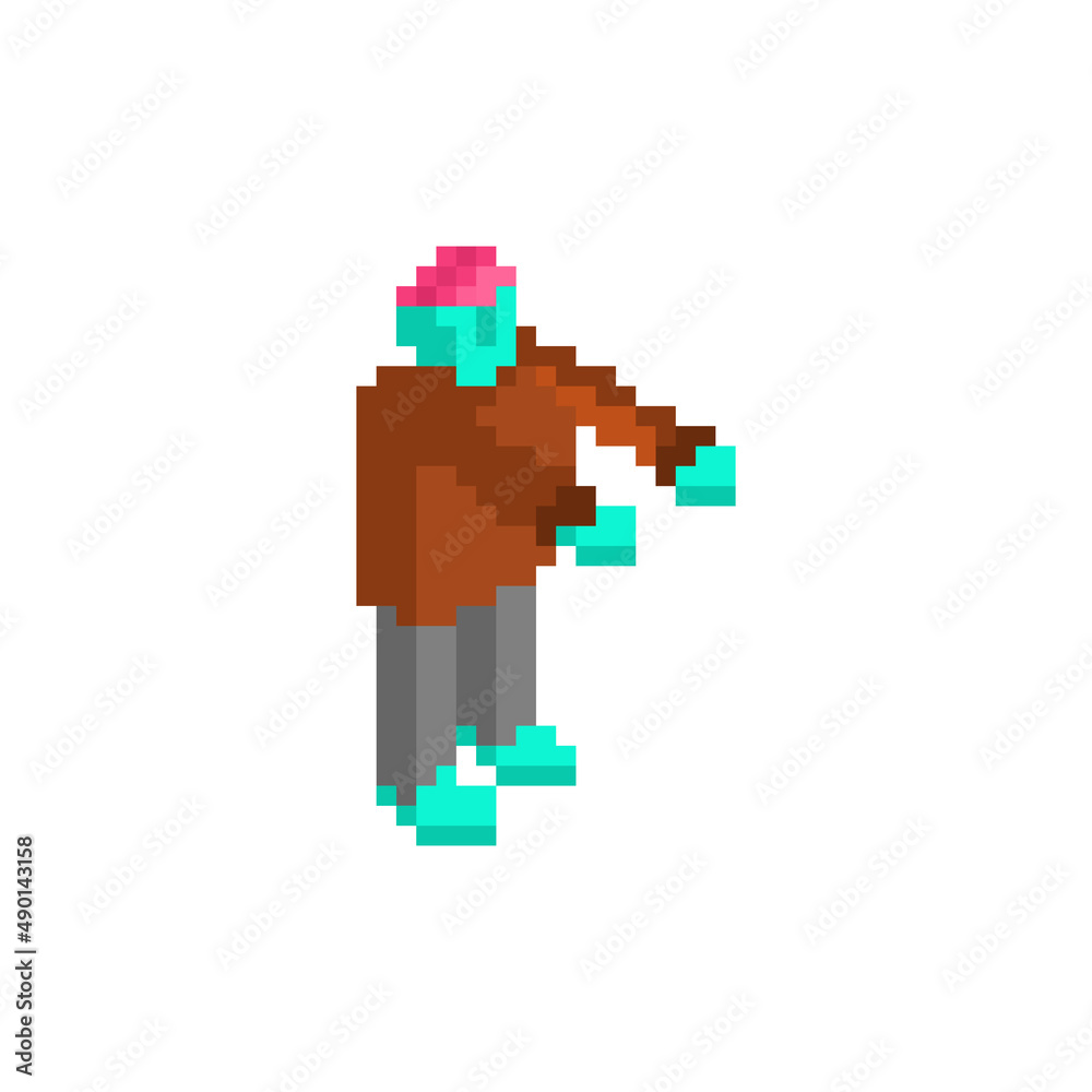 Zombie pixel art. 8 bit Dead man monster. pixelated zombi Vector ...