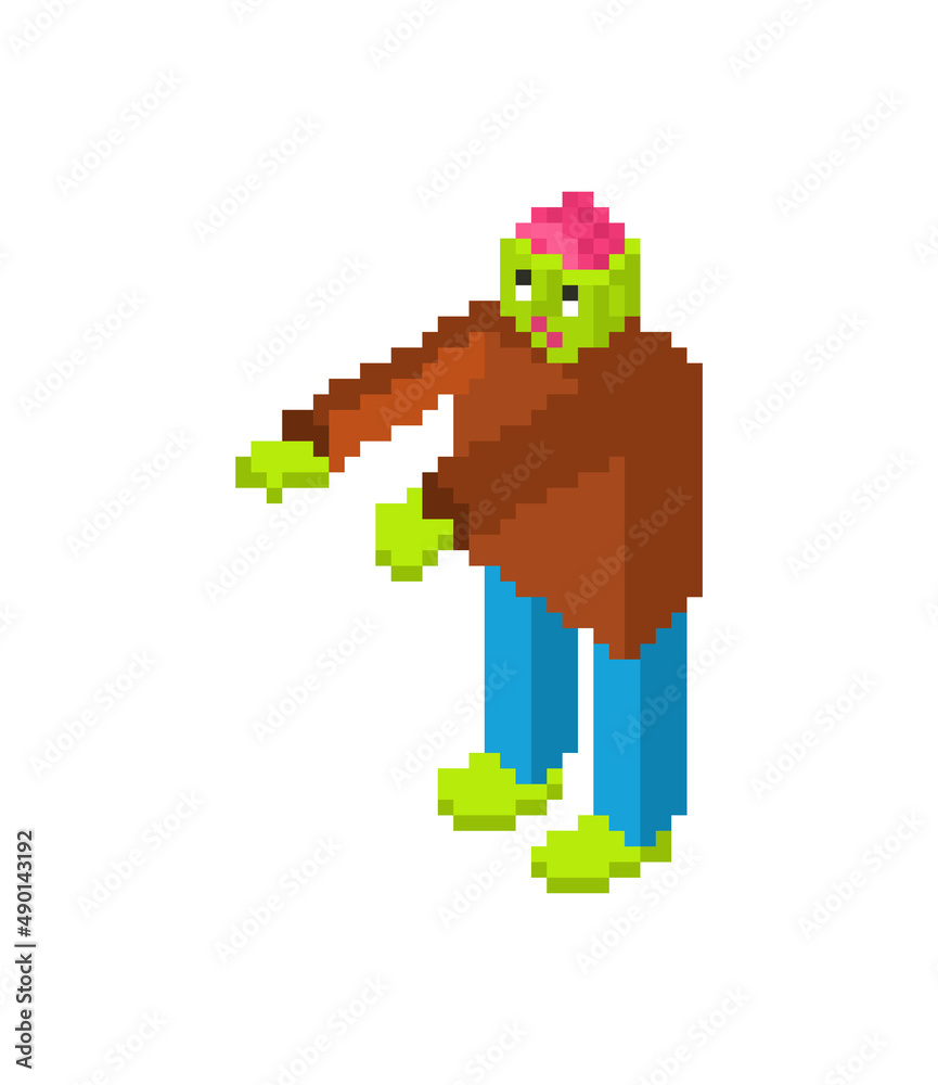 Zombie pixel art. 8 bit Dead man monster. pixelated zombi Vector ...