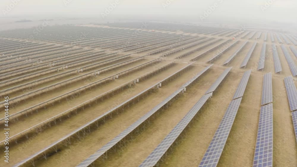 solar panels in winter and spring fields in Ukraine, Eastern Europe ...