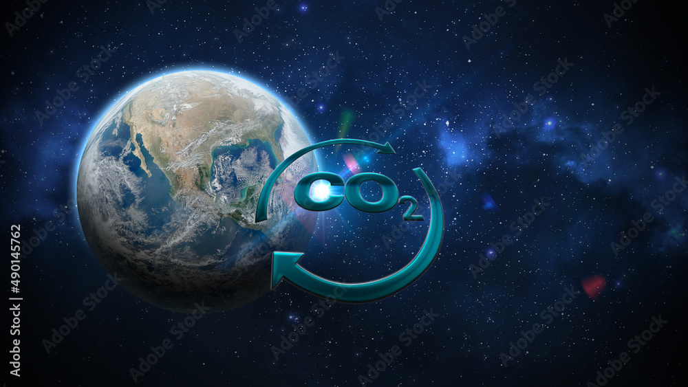 Planet Earth with indication of rotation movement with blue background ...