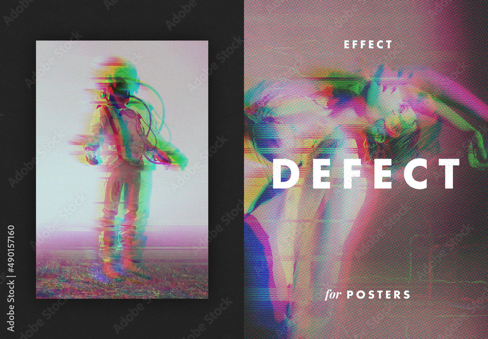 Poster Halftone Defect Print Photo Effect Mockup Stock Template | Adobe ...
