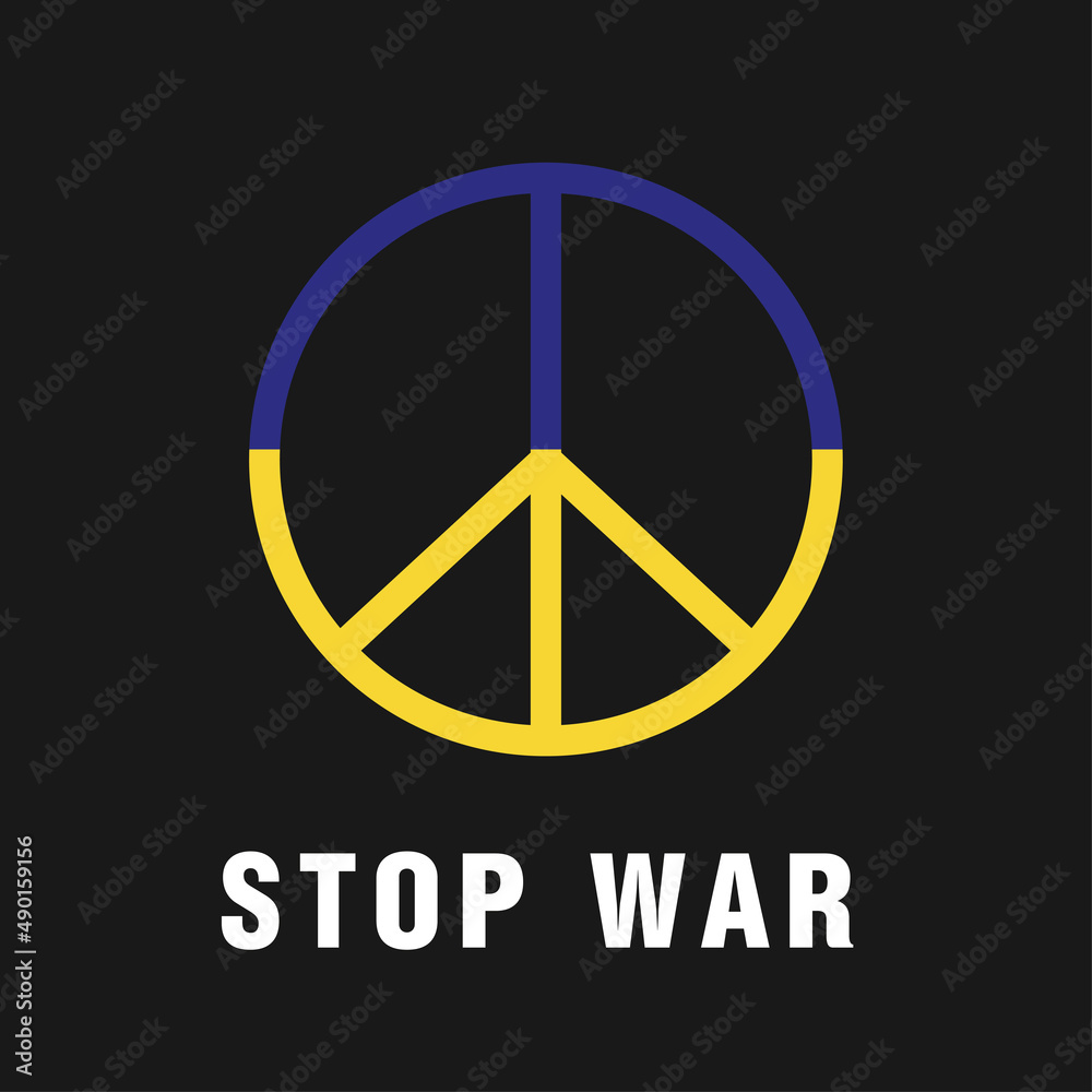 Stop Putin Stop War Banner text with Ukraine flag. International ...
