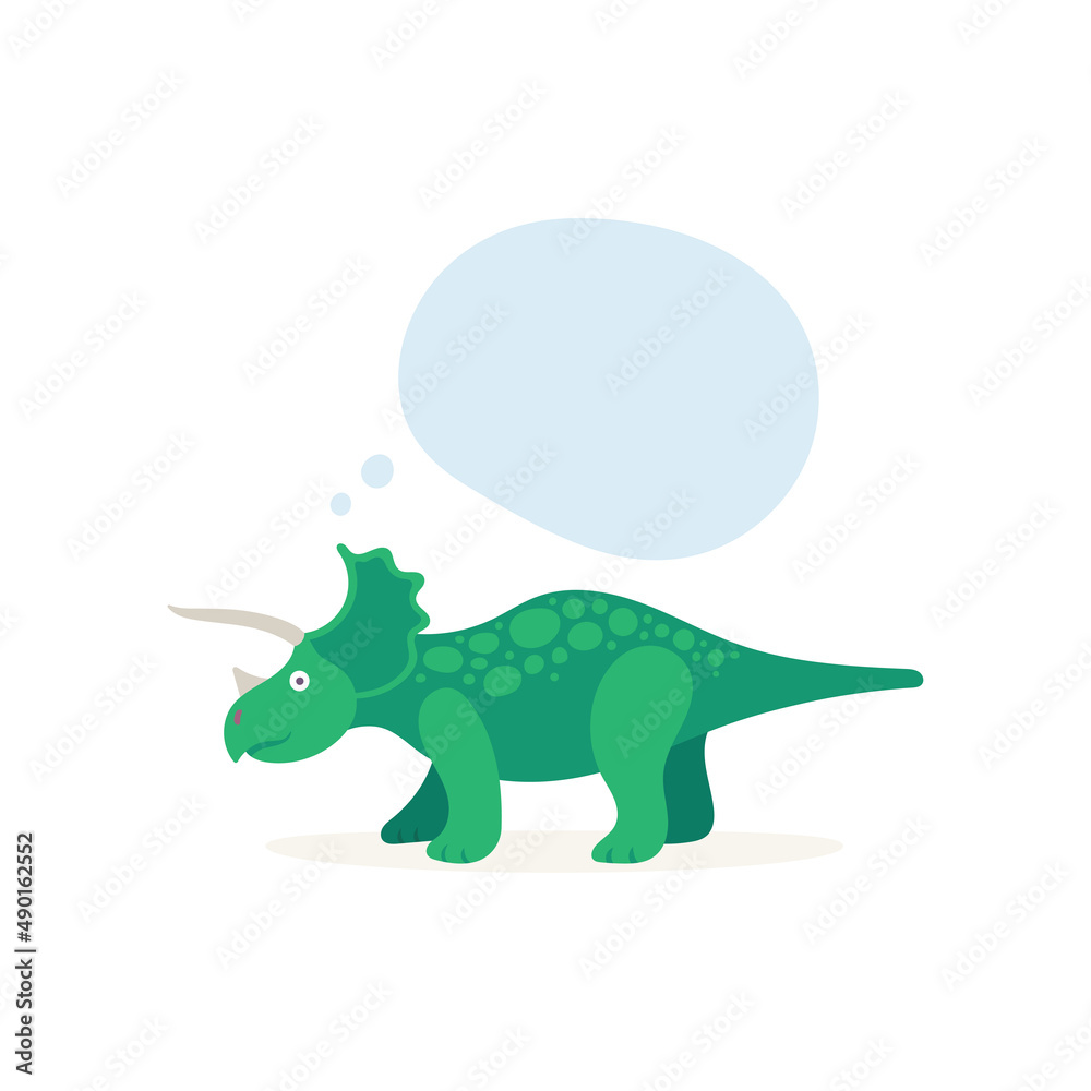 Thinking cute dinosaur with speech bubble. Dinosaur cartoon character ...