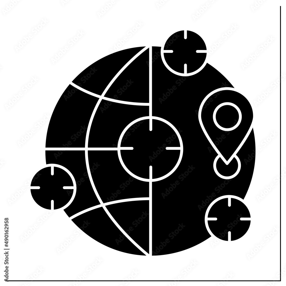 Subsidiarity glyph icon. Solving social or economic issues locally ...