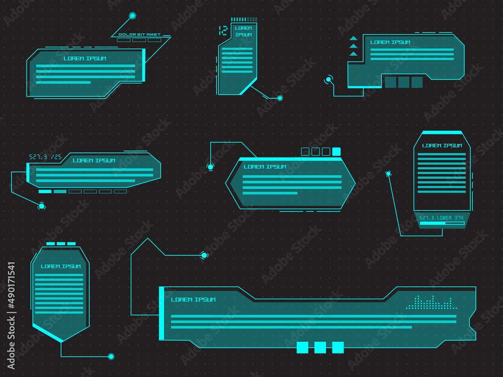 Call outs bars and titles in HUD style. Futuristic information call box bars and modern ...