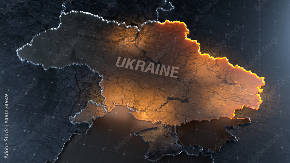 Military conflict. Borders of Russia and Ukraine. Concept map ...