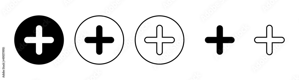 Plus Icons set. Add plus sign and symbol Stock Vector | Adobe Stock