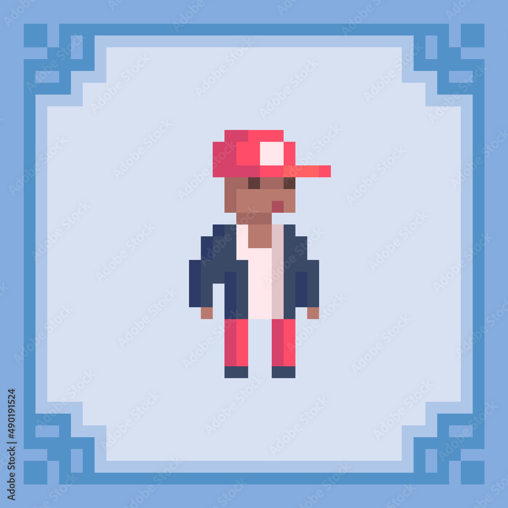 Stylish Young Man Pixel Art Character Vector Illustration Stock Vektorgrafik Adobe Stock