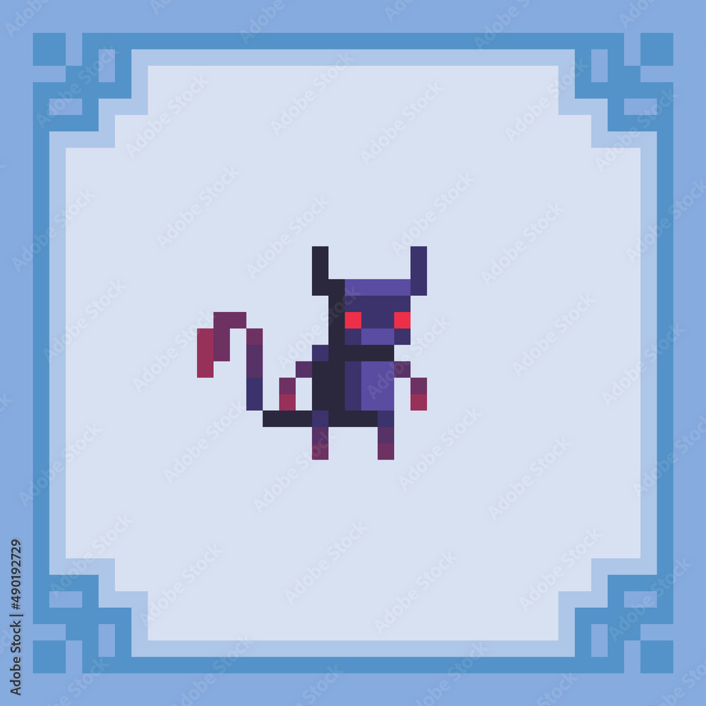 Little imp with horns. Pixel art character. Vector illustration Stock ...