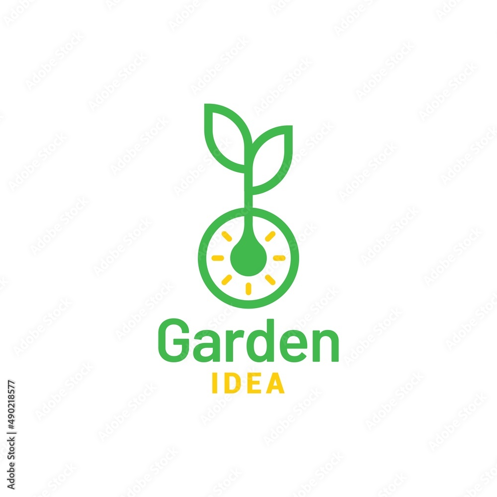 Light bulb leaf plant innovation circle logo vector Stock Vector | Adobe Stock