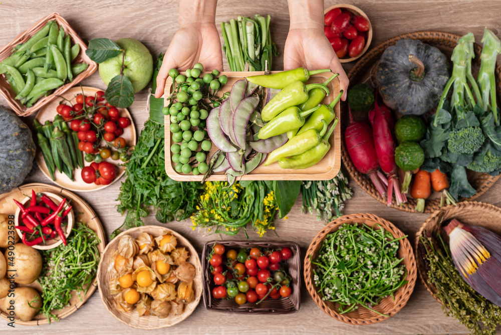 Organic Southeast Asian vegetables, edible flowers and fruits from ...