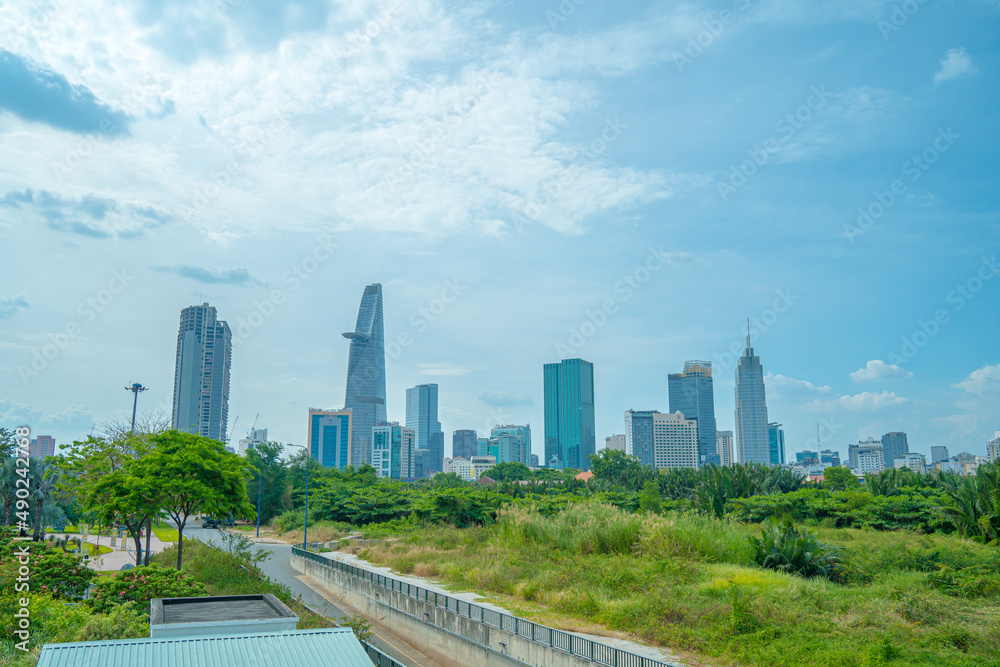 Beautiful landscape of Ho Chi Minh city or Sai Gon, Vietnam. Bitexco ...