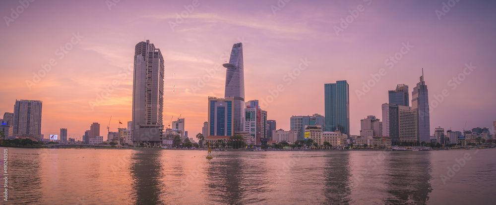 Poster View of Bitexco Financial Tower building, buildings, roads, Thu ...