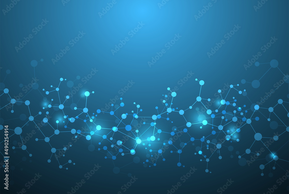 Poster concept molecular structure and dna vector banners and brochure ...