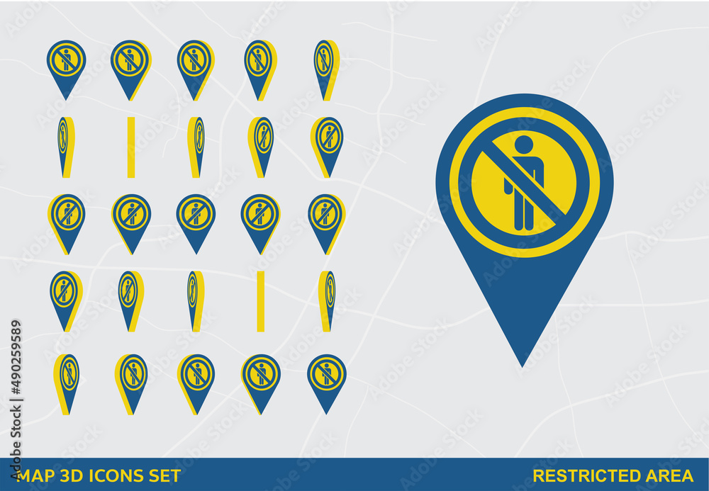 Maps 3D Icon Set Rotation Restricted Area Sign Vector Illustration ...