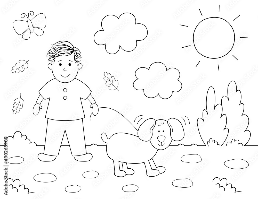 A Boy And His Dog Coloring Pages