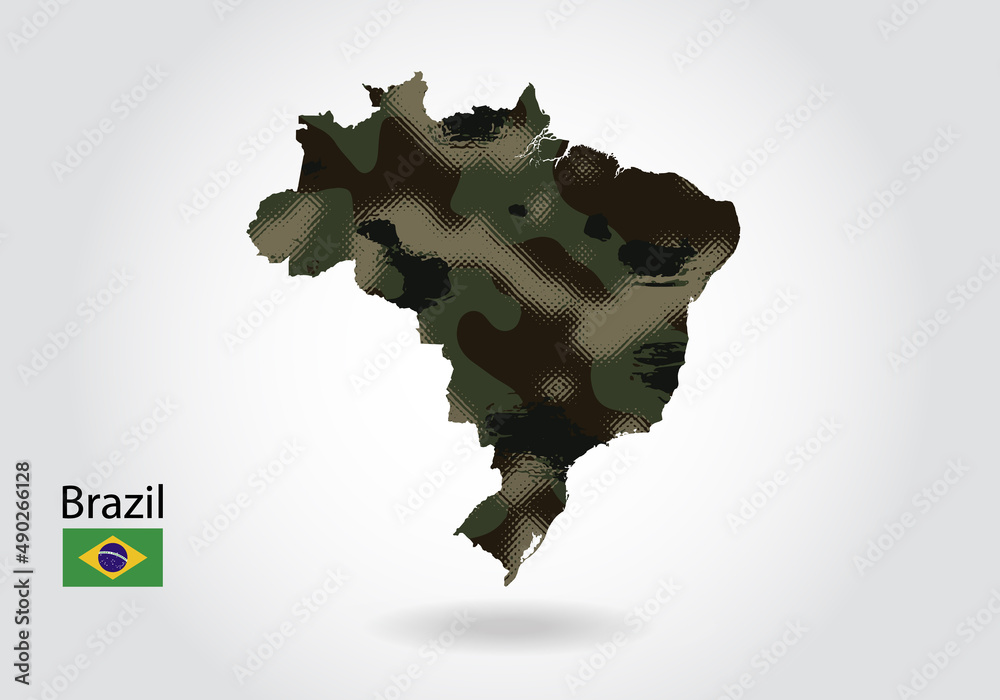 brazil map with camouflage pattern, Forest / green texture in map ...